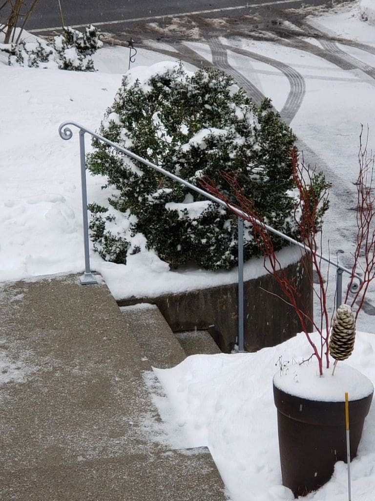 6 to 10 Foot Steel Handrail for Stairs With Baseplates