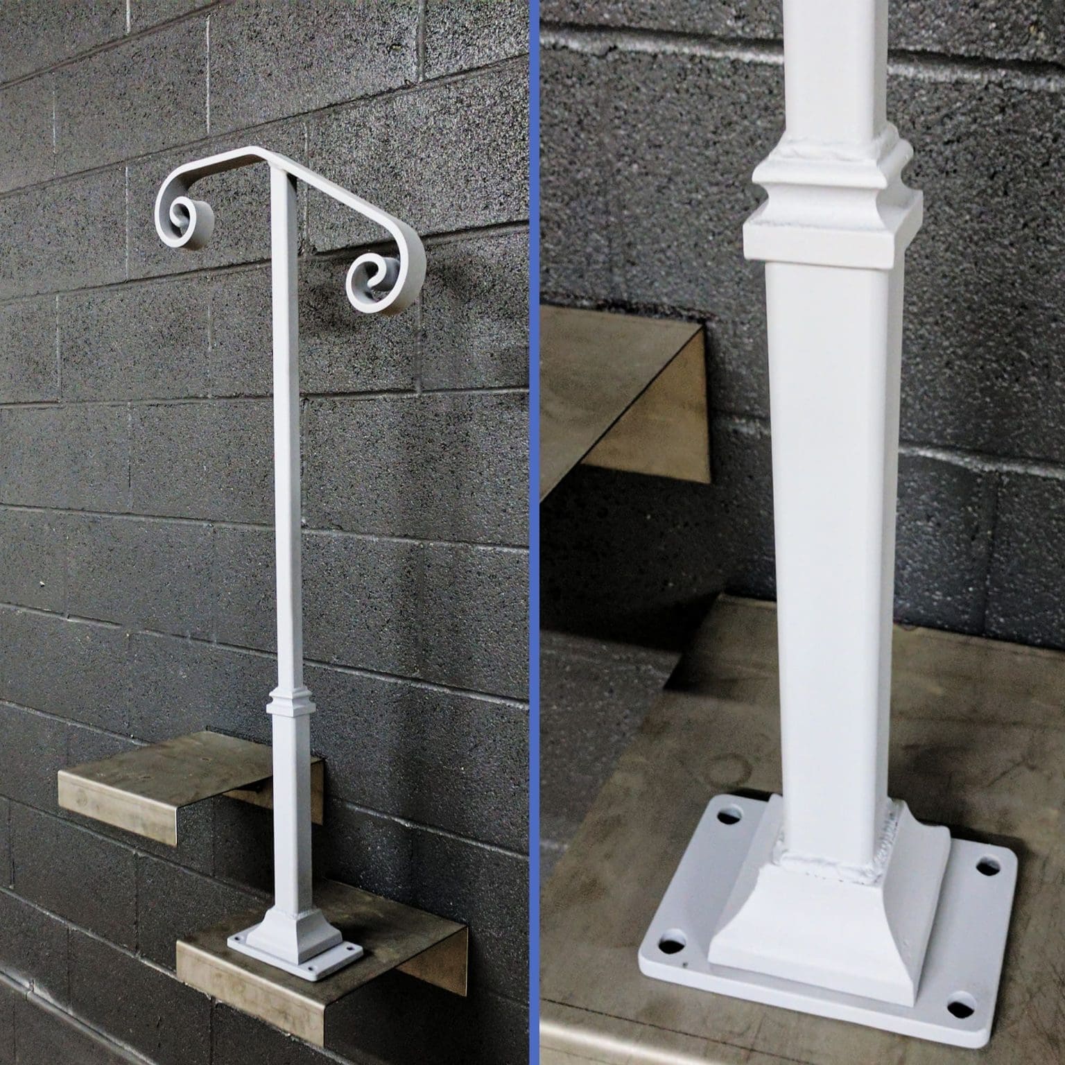 Steel Single-Post Handrail for Stairs for 1 to 2 Steps
