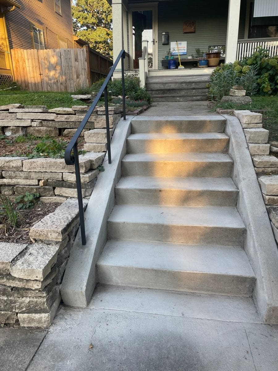6 to 10 foot In-Ground Steel Handrail for Stairs | EZ Rails