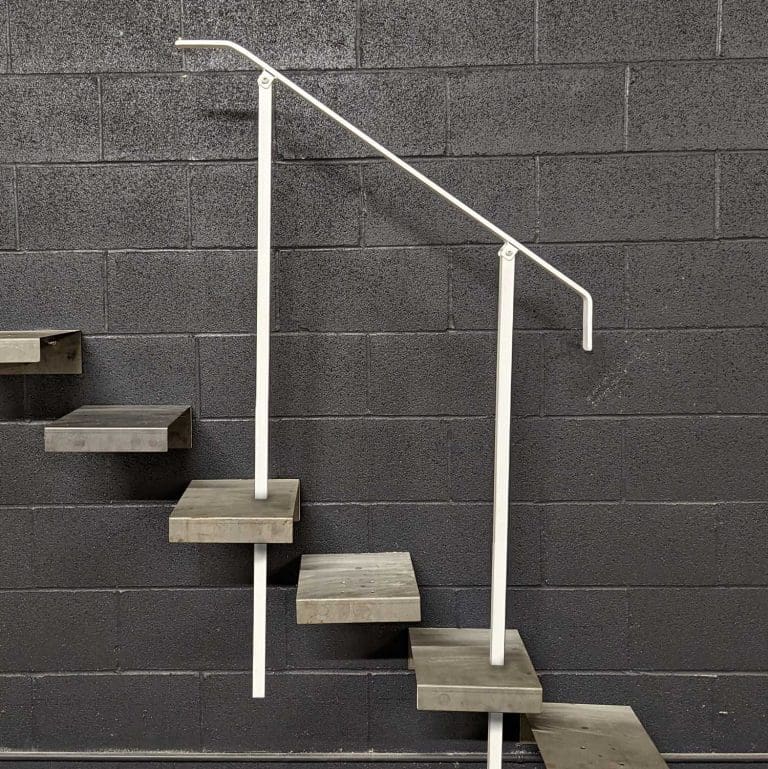 2 to 6 Foot Simple Steel Handrail for Stairs with Base Plate | EZ Rails
