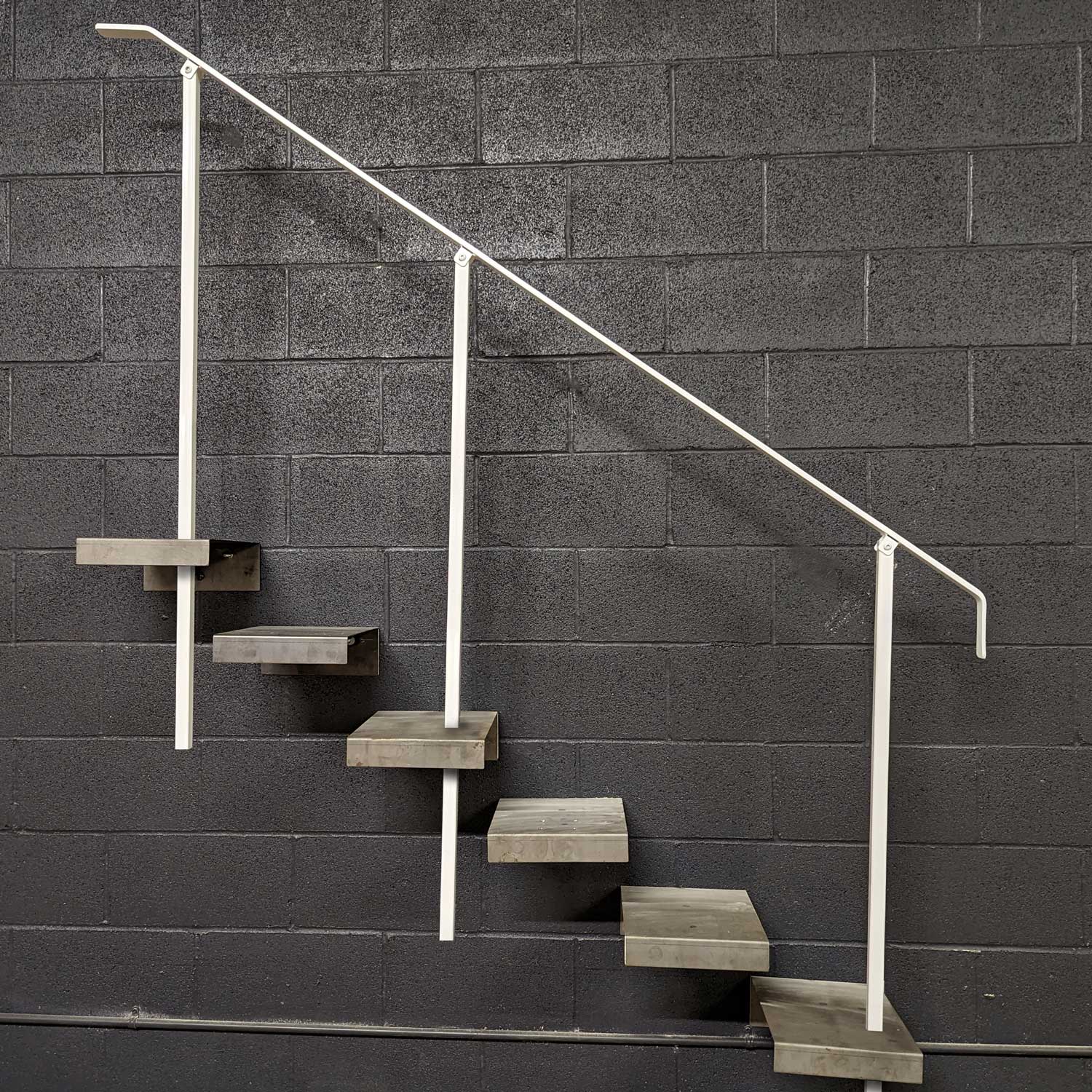 6 to 10 Foot Modern Steel Handrail for Stairs with Baseplates