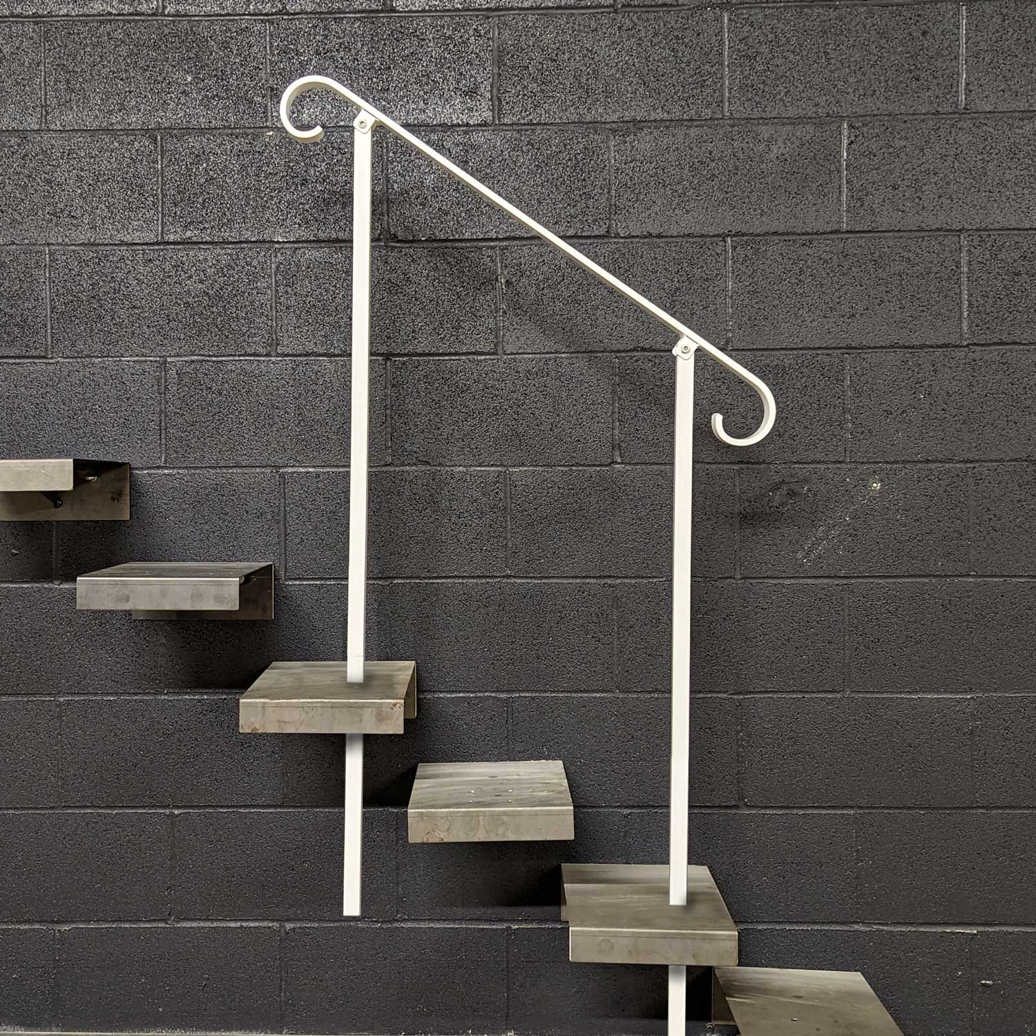 6 to 10 Foot Modern Steel Handrail for Stairs with Baseplates