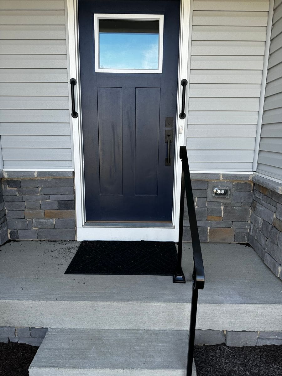 2 to 6 Foot Simple Steel Handrail for Stairs with Base Plate | EZ Rails