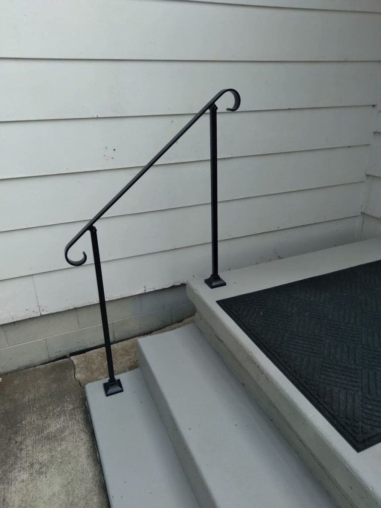 2 to 6 Foot Simple Steel Handrail for Stairs with Base Plate | EZ Rails