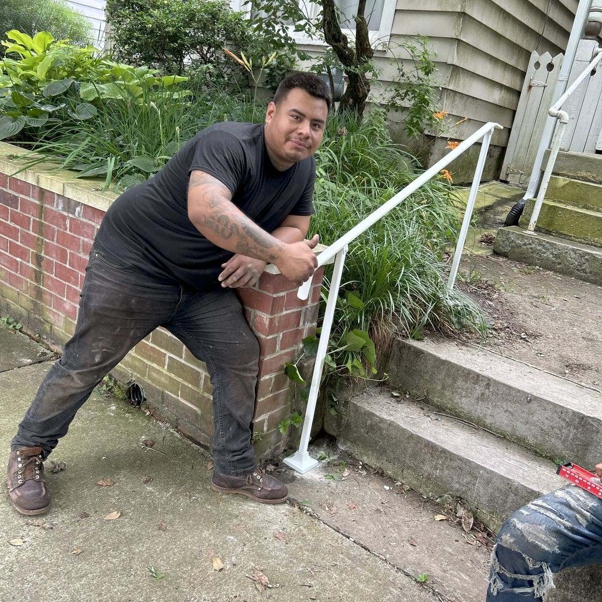 2 to 6 Foot Modern Steel Handrail for Stairs with Base Plate